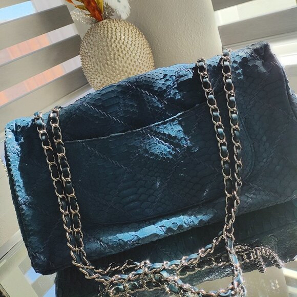CHANEL | Bags | Blue Chanel Snakeskin Bag | Poshmark
